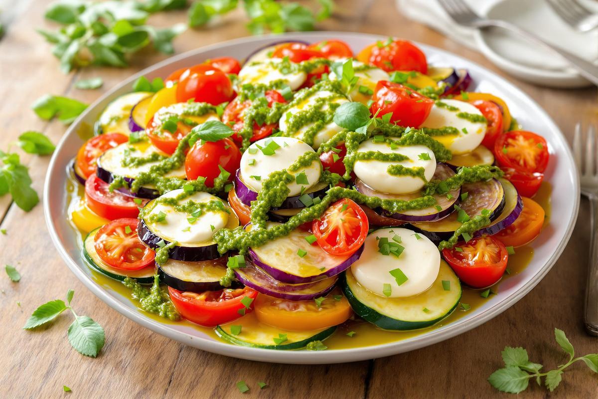 La meilleure recette de tian de légumes avec pesto et mozzarella pour ...